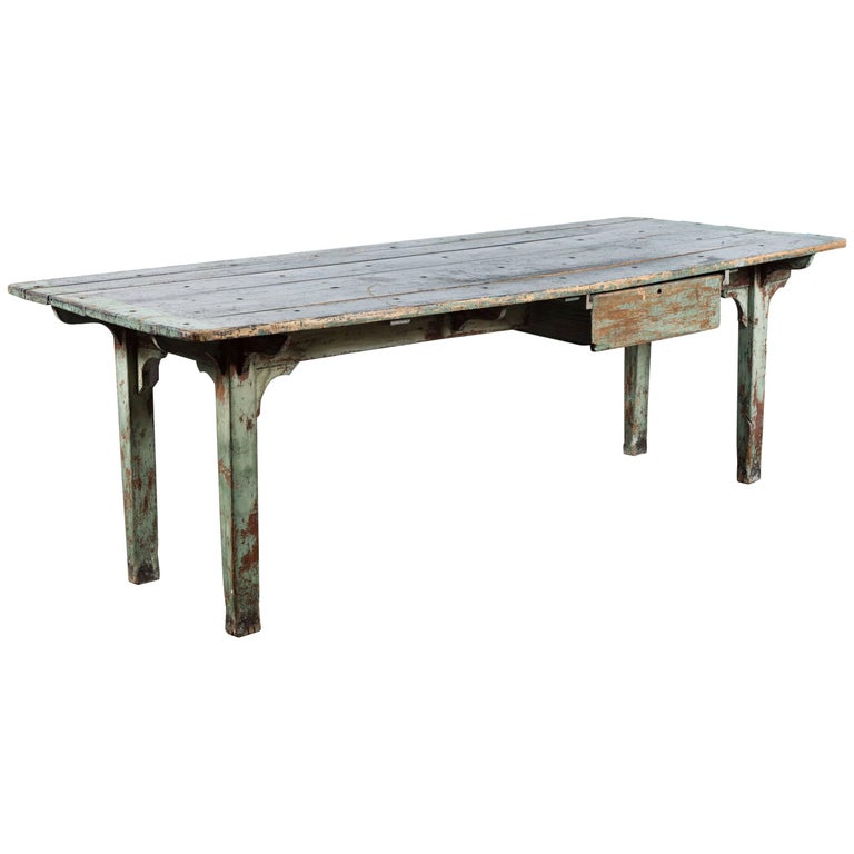 Vintage American General Store Counter Table with Drawer Original Paint ...