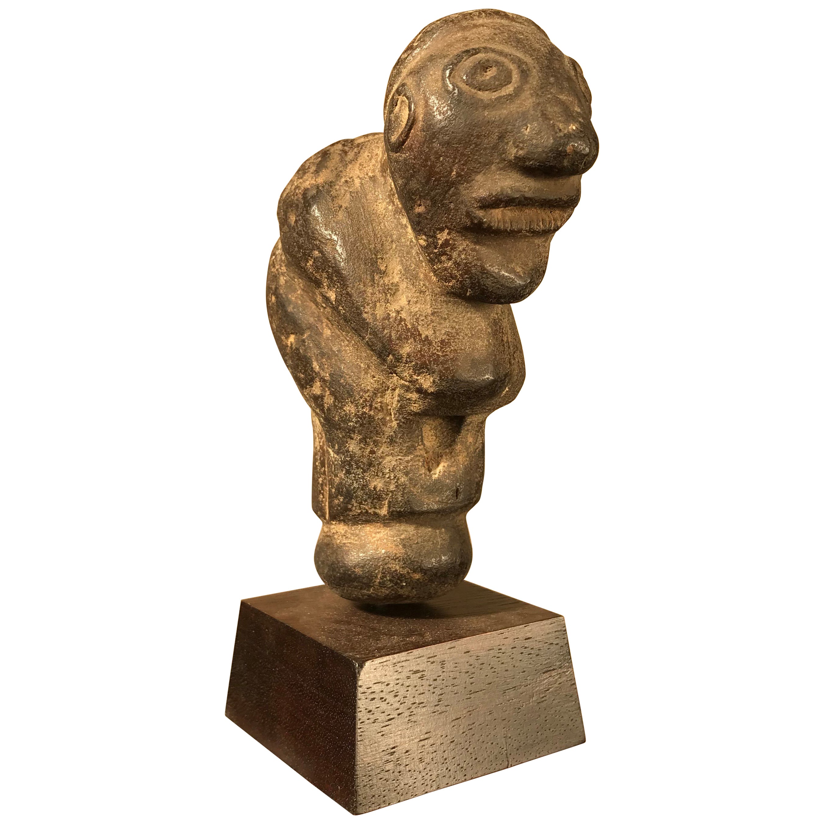 Native America Ancient Hand Carved Stone Pipe Idol Sculpture For Sale ...