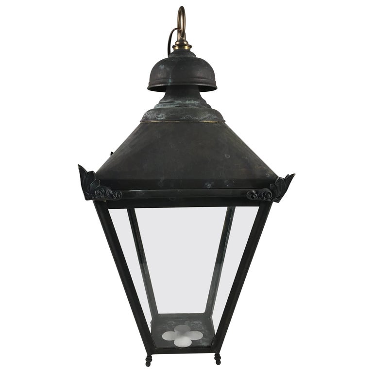 French Louis Xvi Style Patinated Copper Hanging Hall Lantern At 1stdibs