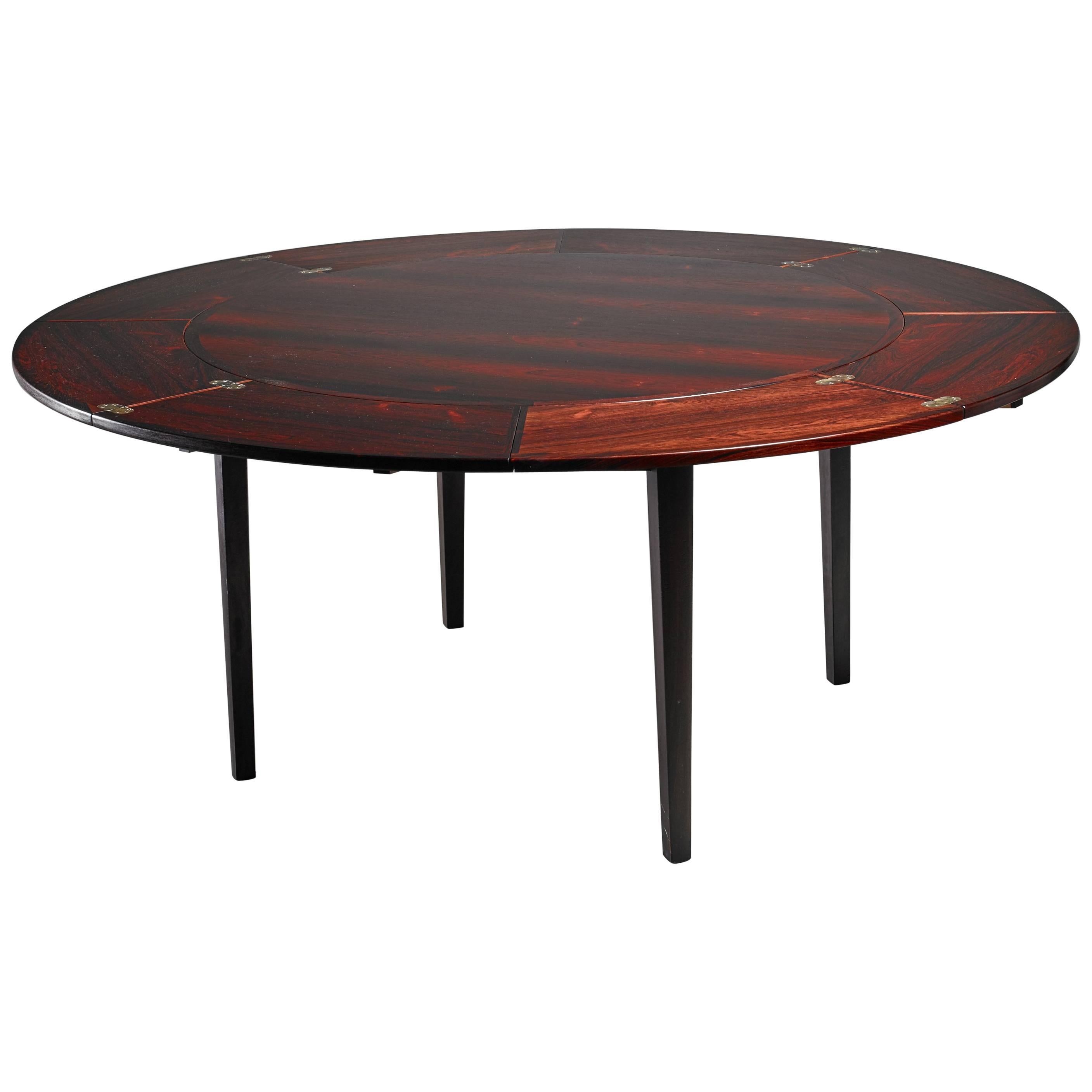 Danish Round Dyrlund extending ''Flip Flap'' Dining Table at 1stDibs