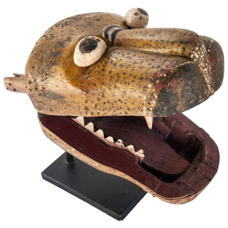 Tiger Mask from Ponorogo, East Java, Teak, Mid-20th Century, Mounted ...