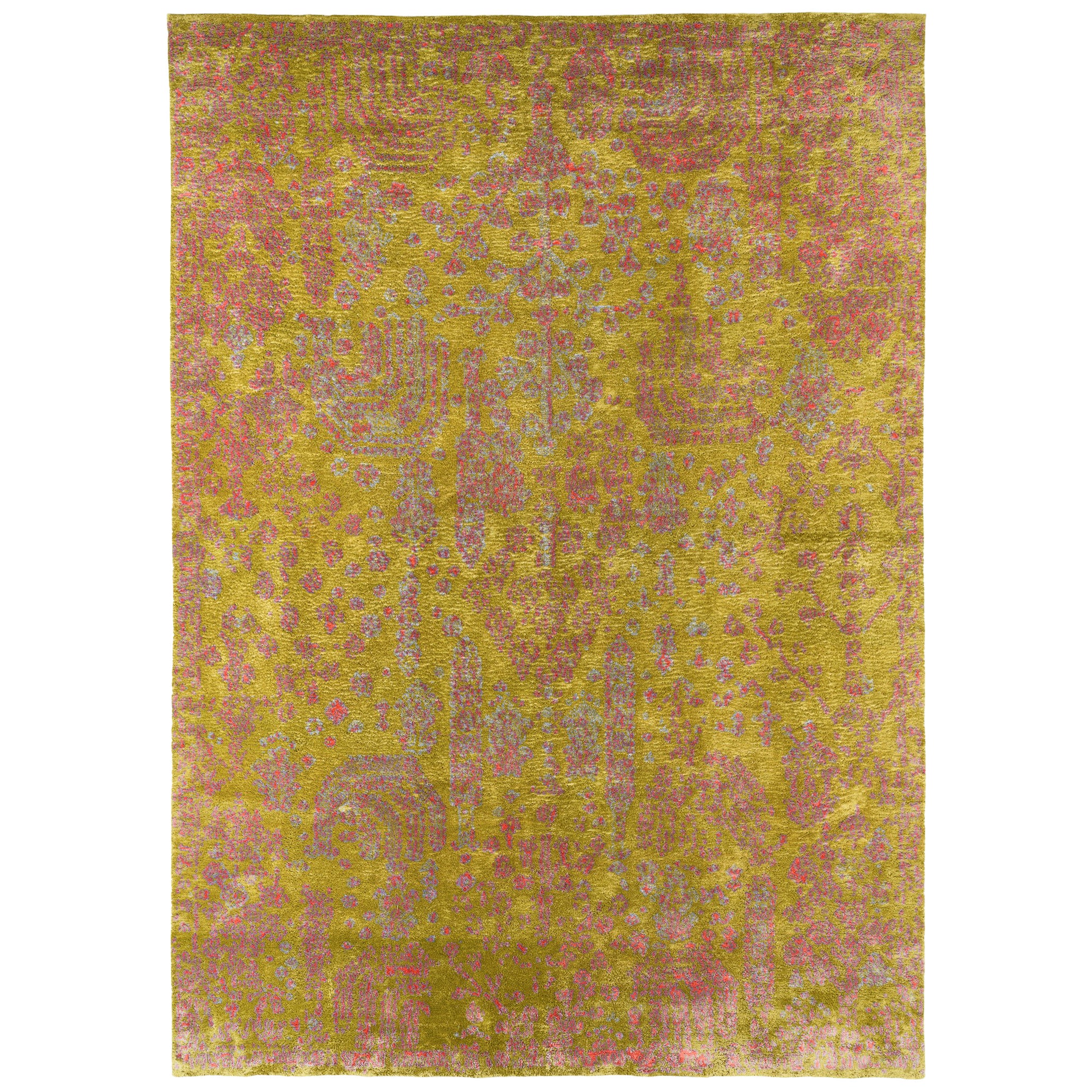 Cream Silk and Wool Area Rug 'Aquarium' Design by Joseph Carini at 1stDibs