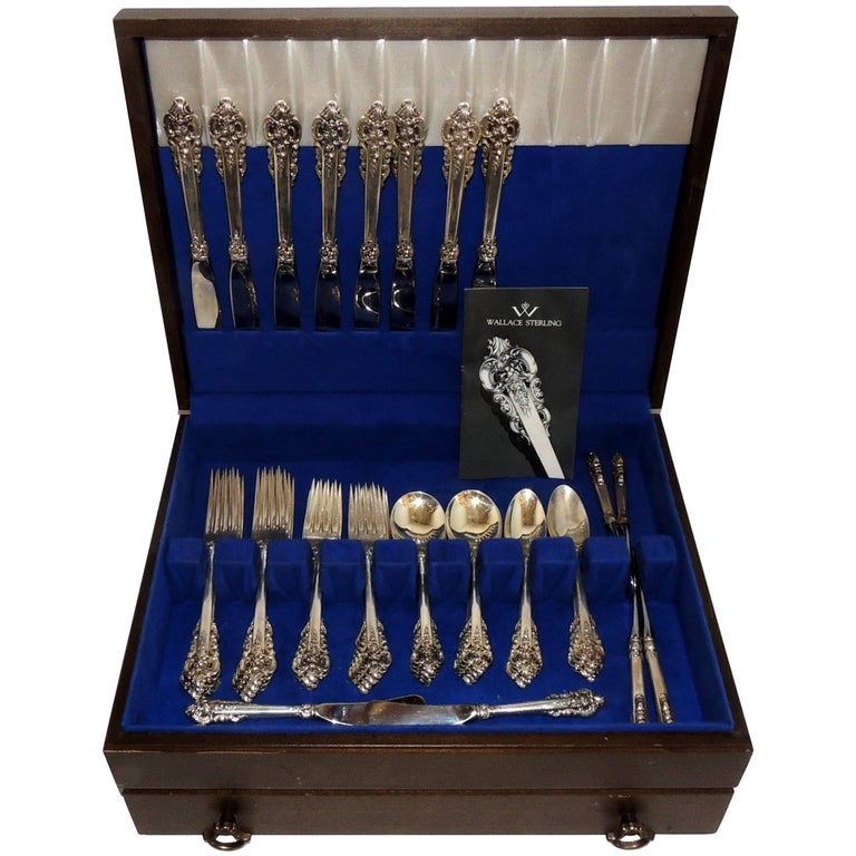 Wallace Sterling Silver Flatware for Eight Grande Baroque Pattern 48 ...
