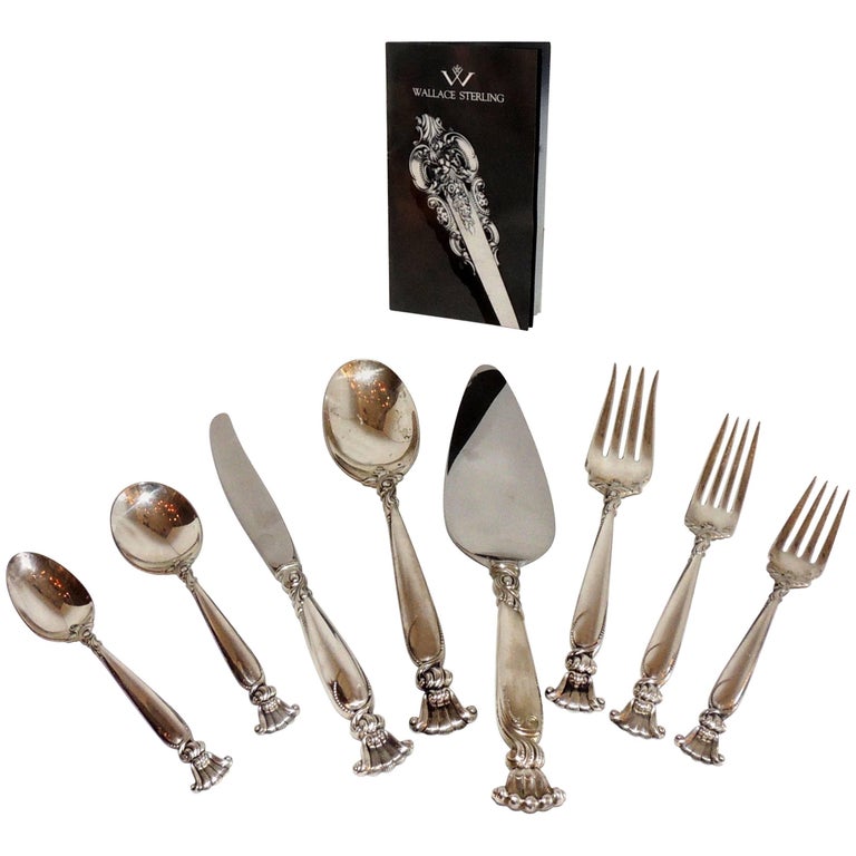 Wallace Sterling Silver Flatware Service 12 Romance of the Sea Pattern ...