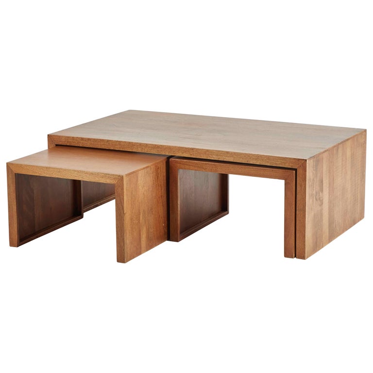 Coffee Table with Nesting Side Tables or Stools at 1stDibs
