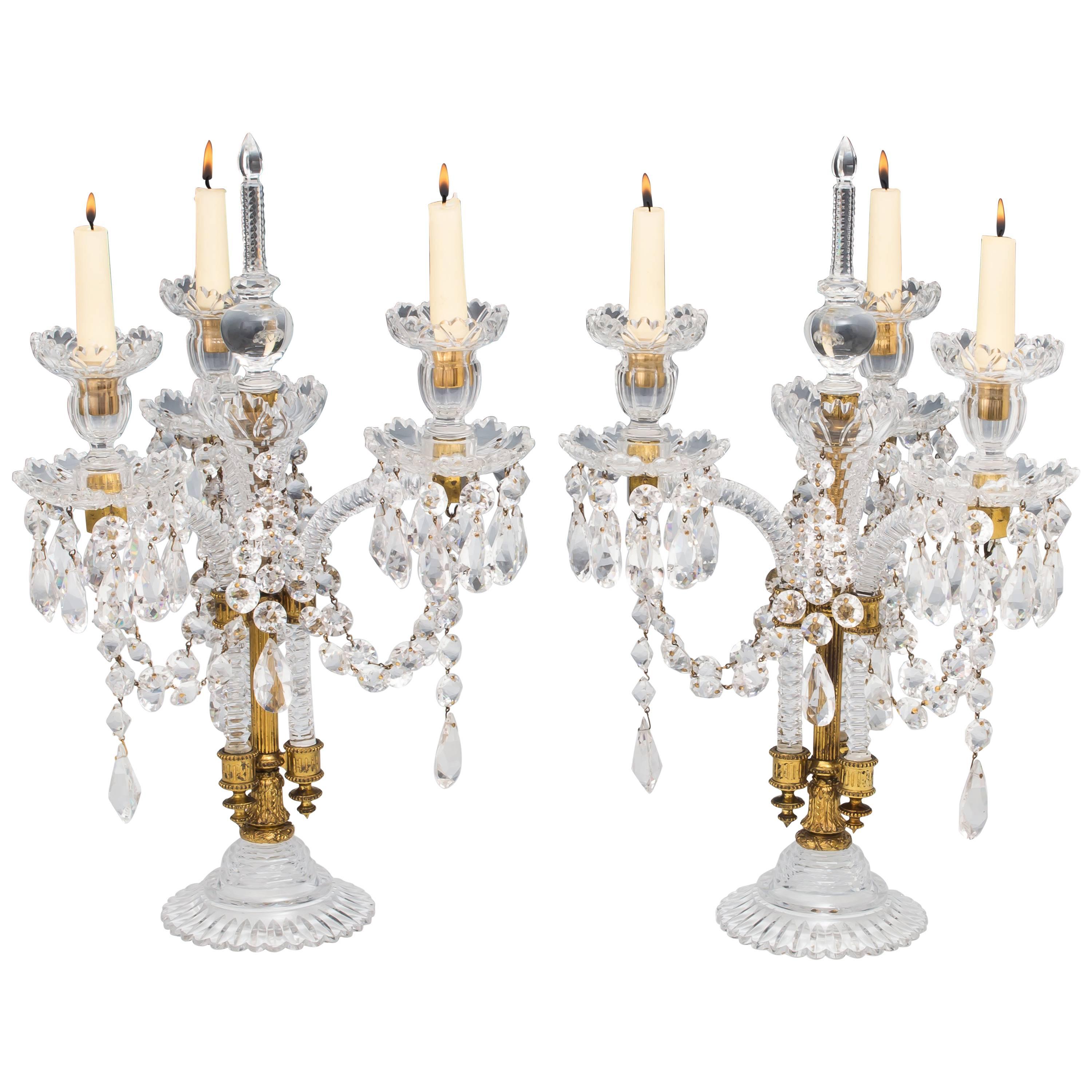 Highly Unusual Pair of Cut-Glass Candelabra by Perry and Co. London at ...