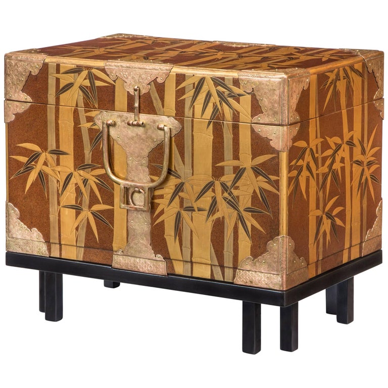 Japanese Gilt Copper Mounted Gold Lacquer Box or Robe Chest 'Hasami ...