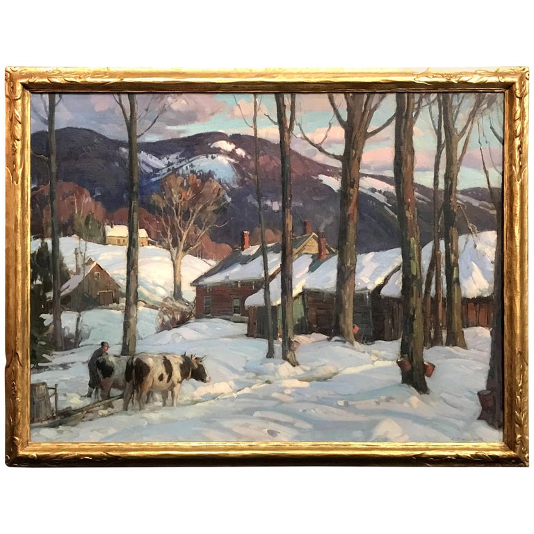 Aldro Thompson Hibbard Winter Landscape Painting, Sugaring Time, circa ...