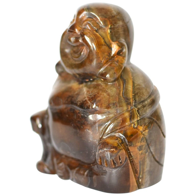 Natural Tiger's Eye Happy Buddha Statue, 1.4 lb at 1stDibs