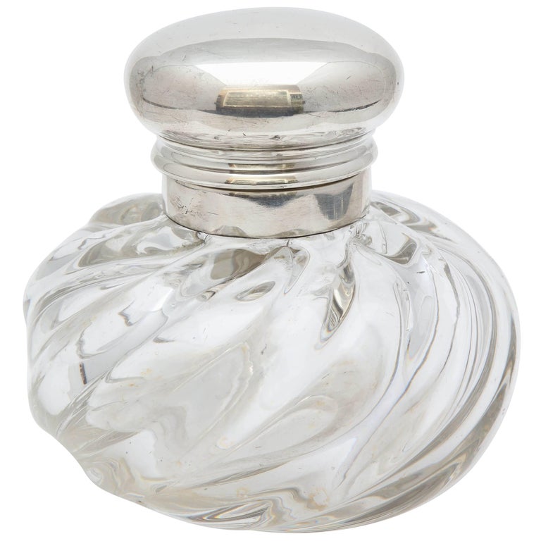 Large Victorian Sterling Silver Mounted Inkwell at 1stDibs