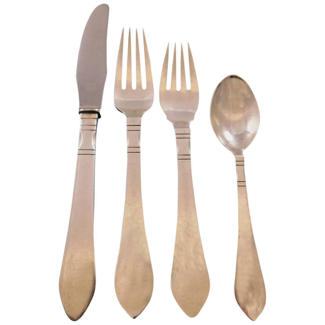 Continental Georg Jensen Sterling Silver Flatware Set 12 Service 52 Pc ...