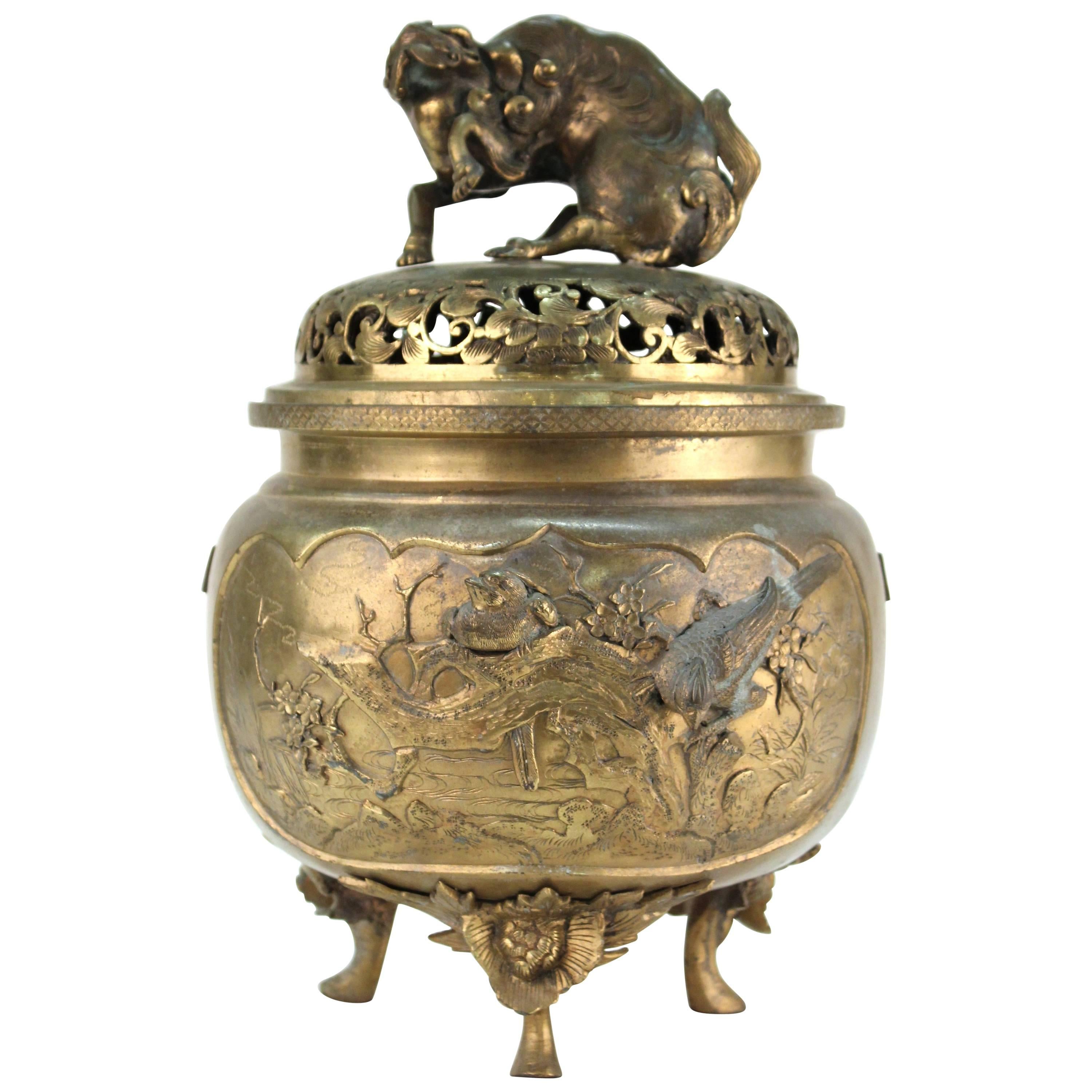 Japanese Cast Brass Censer, Meiji Period at 1stDibs