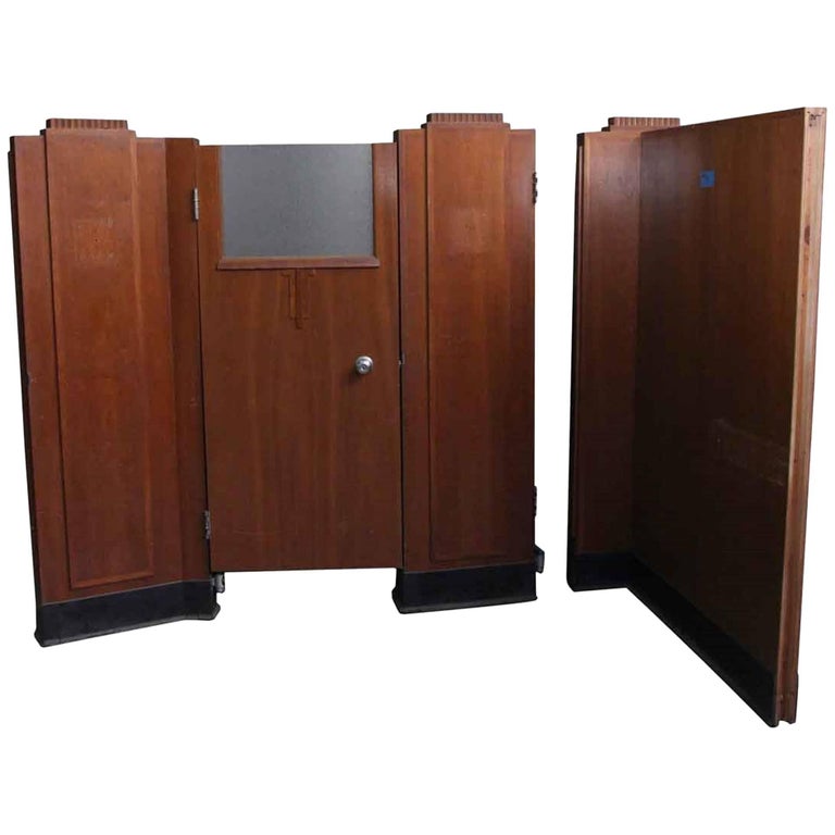 1940s Set of Ten Art Deco Bank Cubicles with Glass and Walnut Veneer ...