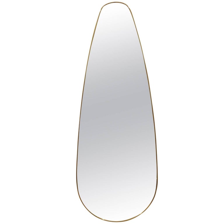 Vintage Italian 1970s Unusual Oval Tall Teardrop Shaped Mirror with ...