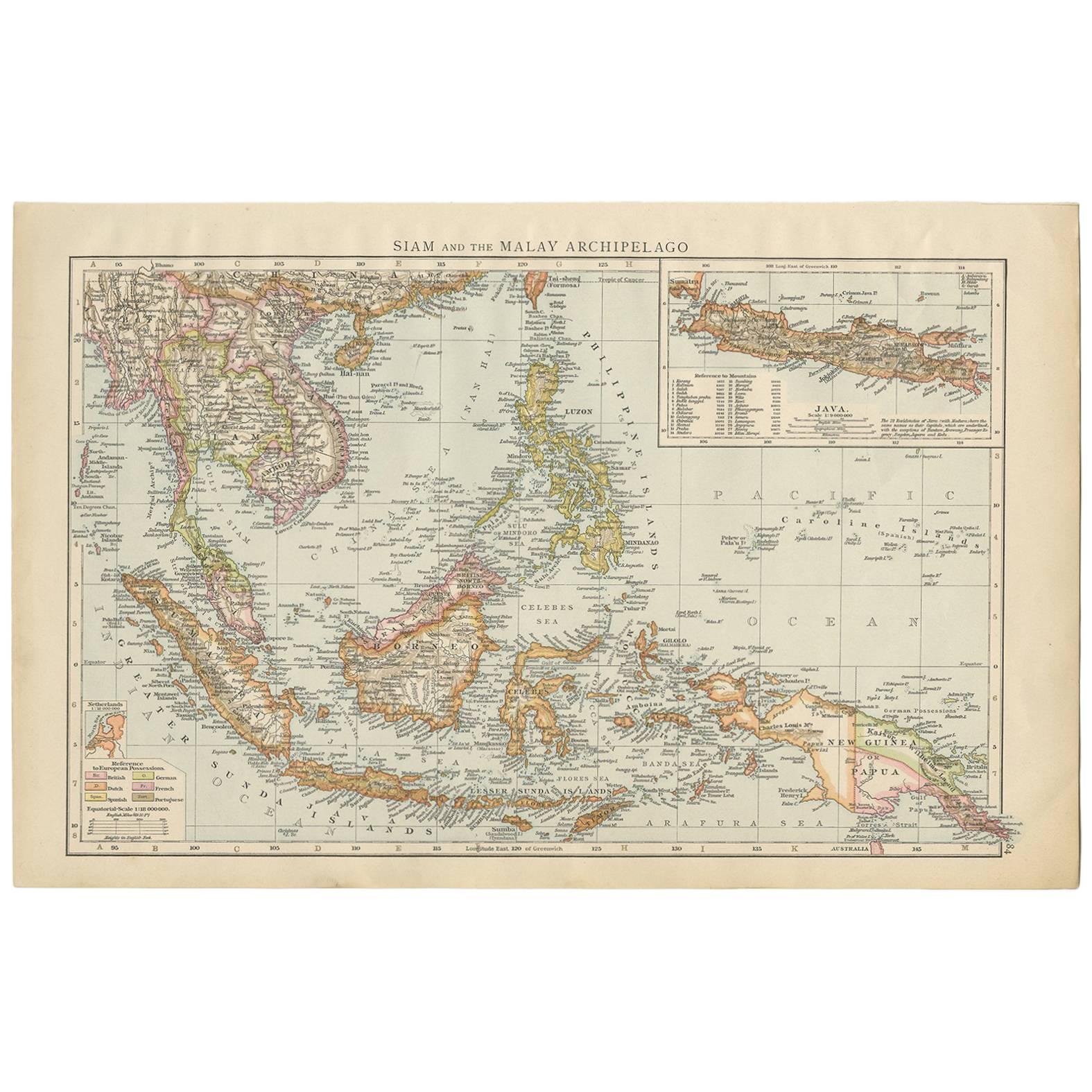 Antique Map Of Thailand - 3 For Sale on 1stDibs
