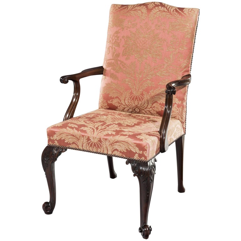 Early George III Period 18th Century Carved Mahogany Library Armchair ...