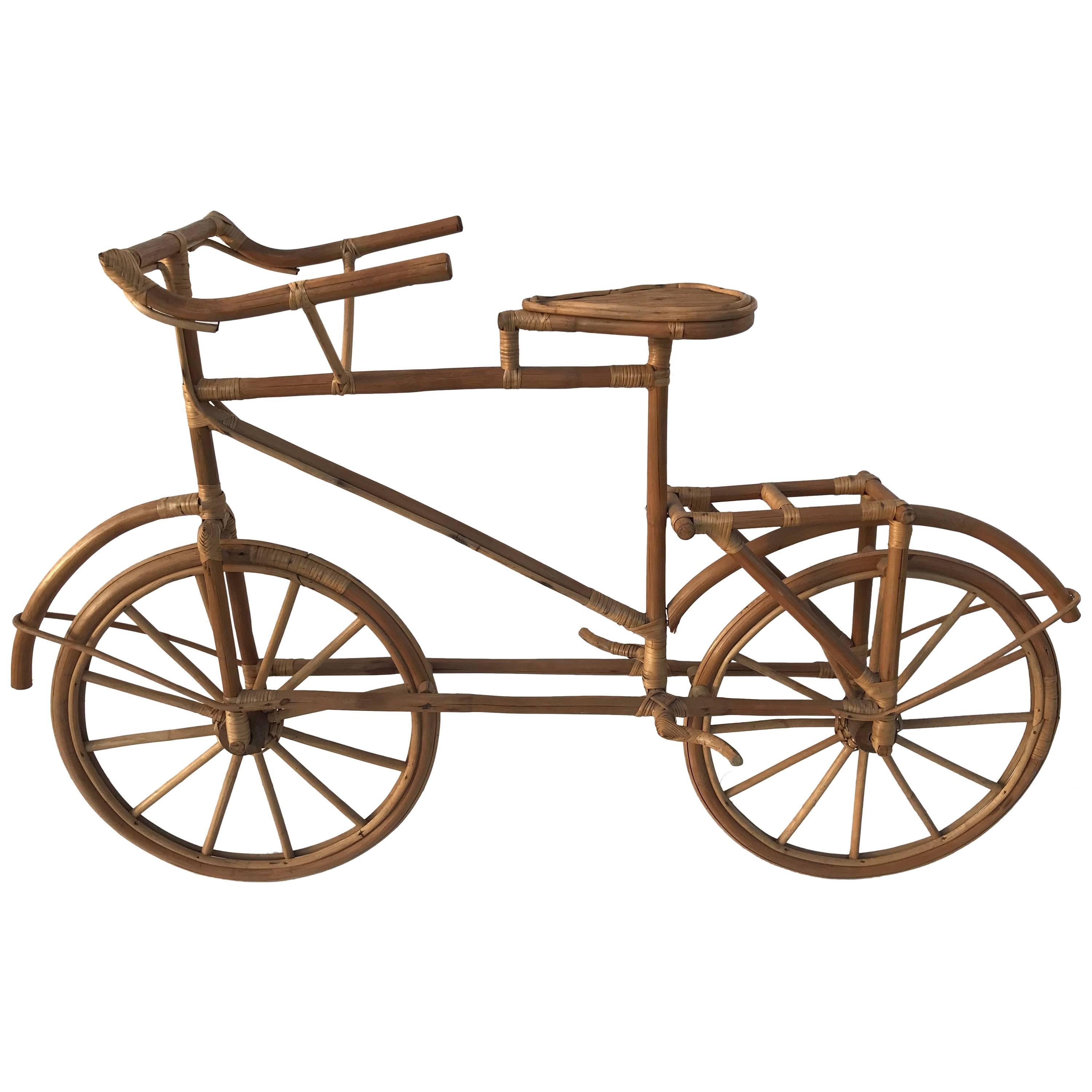 Whimsical Rattan Lifesize Bicycle Sculpture at 1stDibs