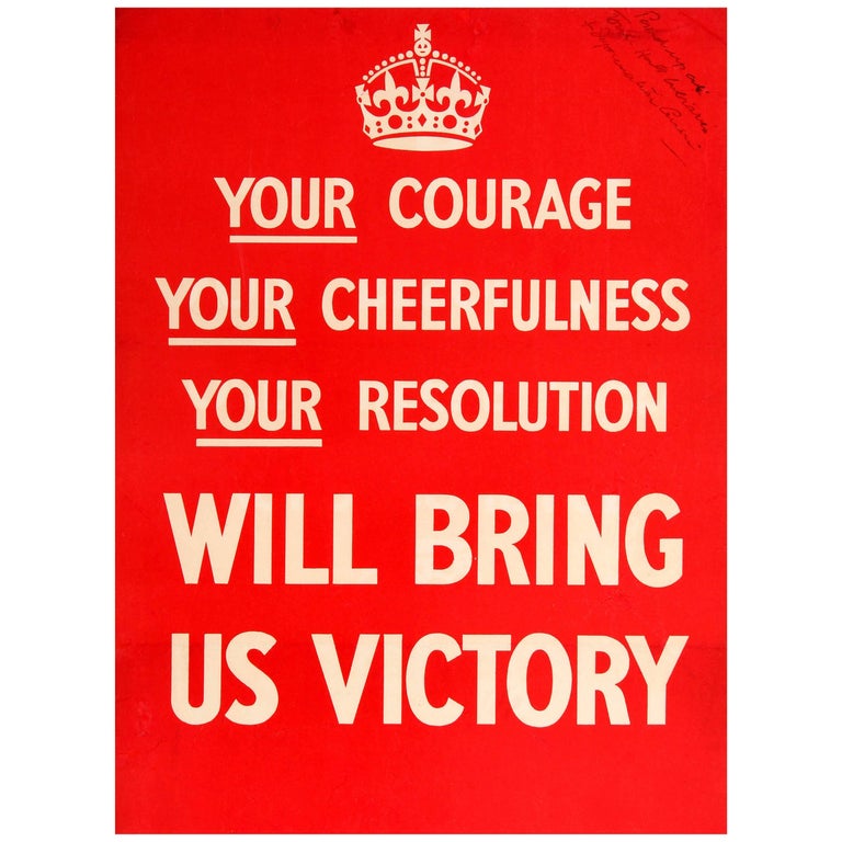 Original Iconic 1939 World War Two Poster - Your Courage Cheerfulness ...