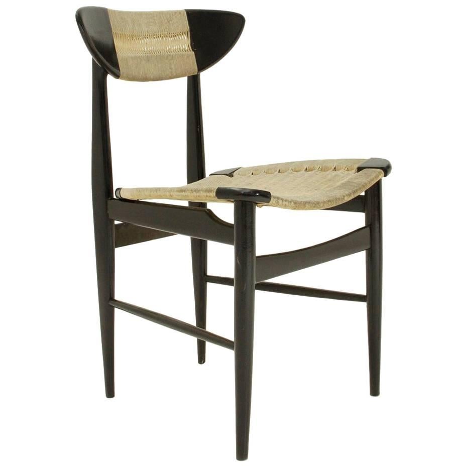 Black Painted Wood and Rope Chair, 1960s at 1stDibs | black rope chair ...