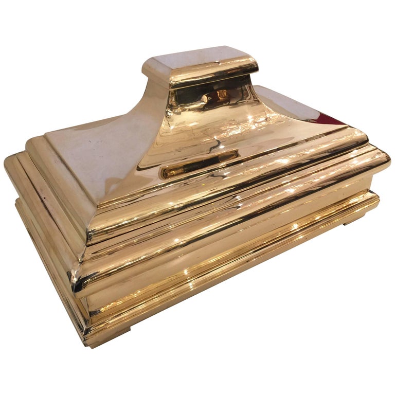 Oversized Heavy Polished Brass Box For Sale at 1stDibs