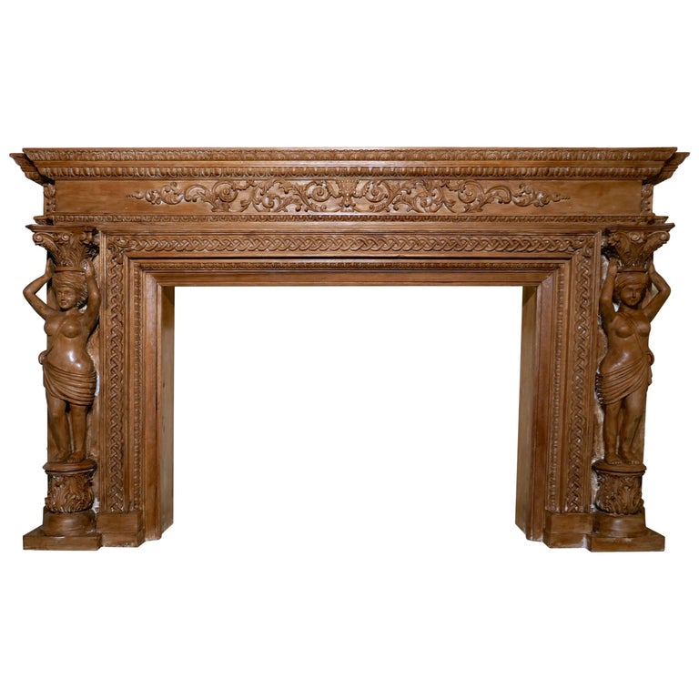 Large 19th Century Adams Style Carved Fire Place at 1stDibs