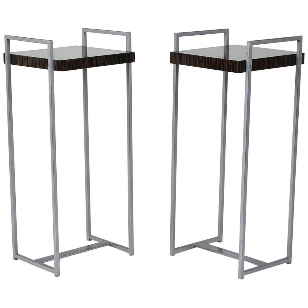 Pair of Modern-Style Macassar Ebony Side Tables at 1stDibs