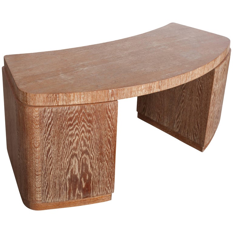 Cerused Oak Curved Desk , France — Early 20th Century at 1stDibs