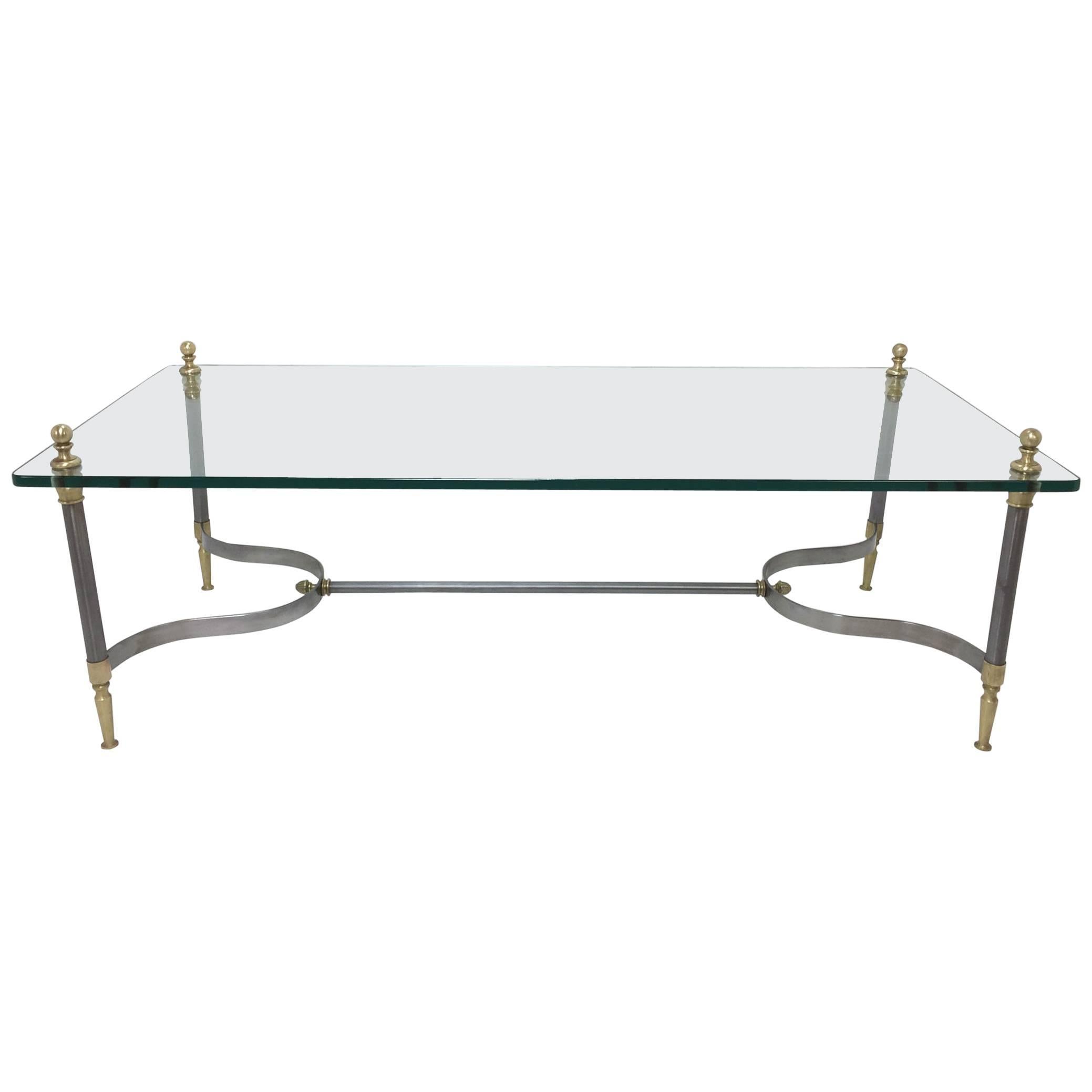 Mixed Metal Rectangular Glass Coffee Table at 1stDibs