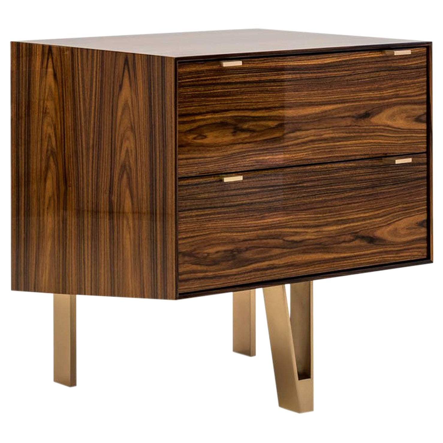 Saxton Cabinet / End Table with Japanese Sen Veneer and Bronze Legs For ...