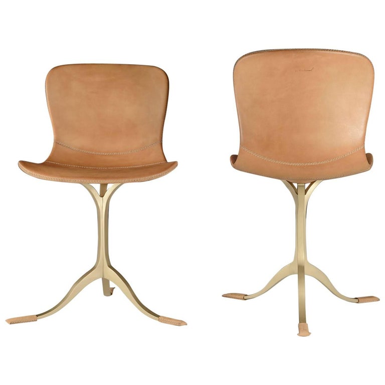 Bespoke Leather Chair with Hand-Cast Brass Base, by P. Tendercool For ...