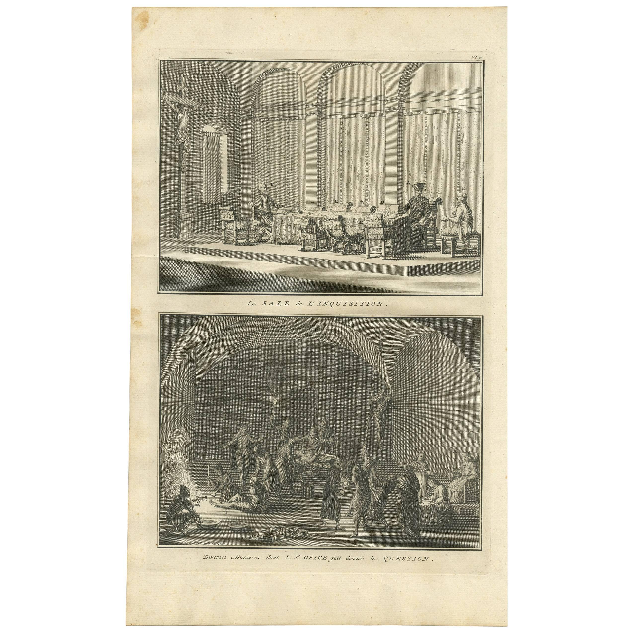 Antique Print of the Inquisition Hall and Various Methods of Torture at ...