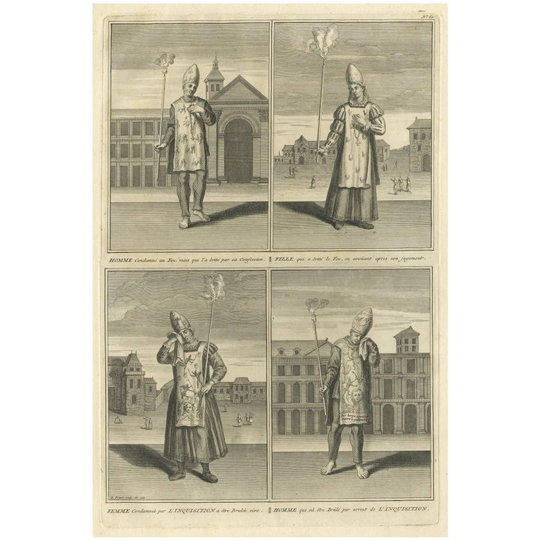 Antique Print of Four Prisoners of the Inquisition by B. Picart, 1722 ...