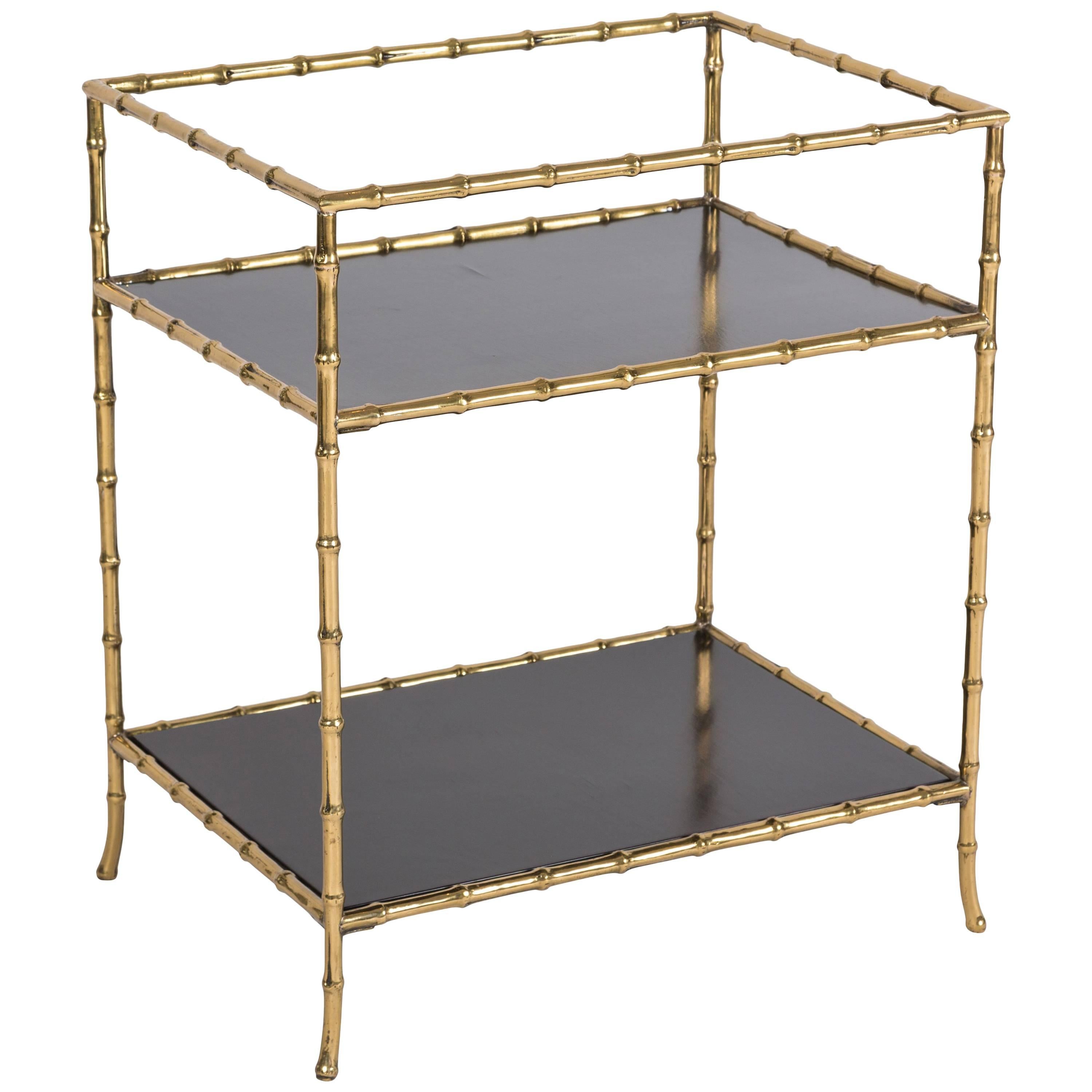 Two-Tier Bar Table with Brass Bamboo Detailing at 1stDibs