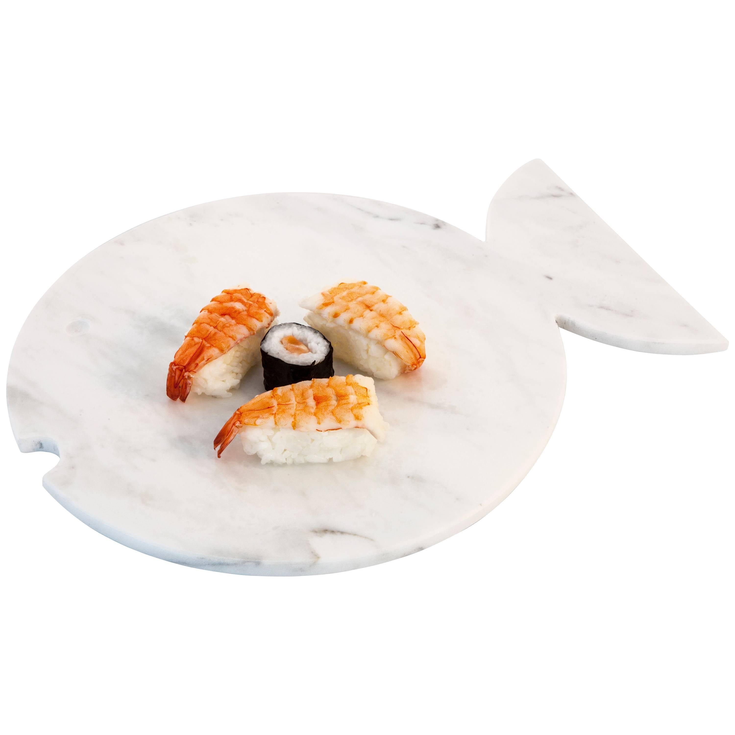 White Marble Plate Design Shape of a Fish at 1stDibs