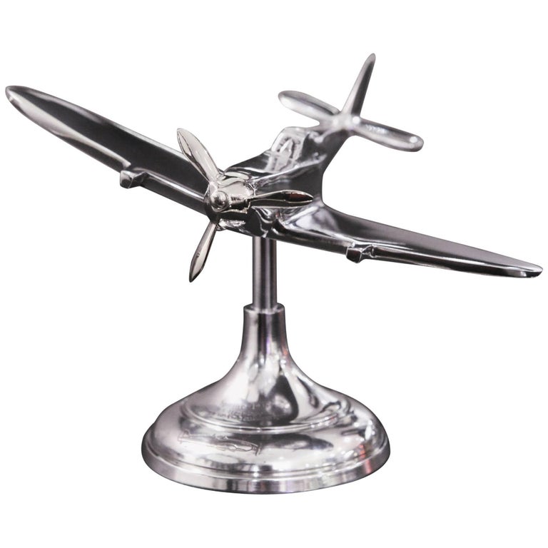 Spitfire Model on Stand in Aluminium Silver Polished For Sale at ...