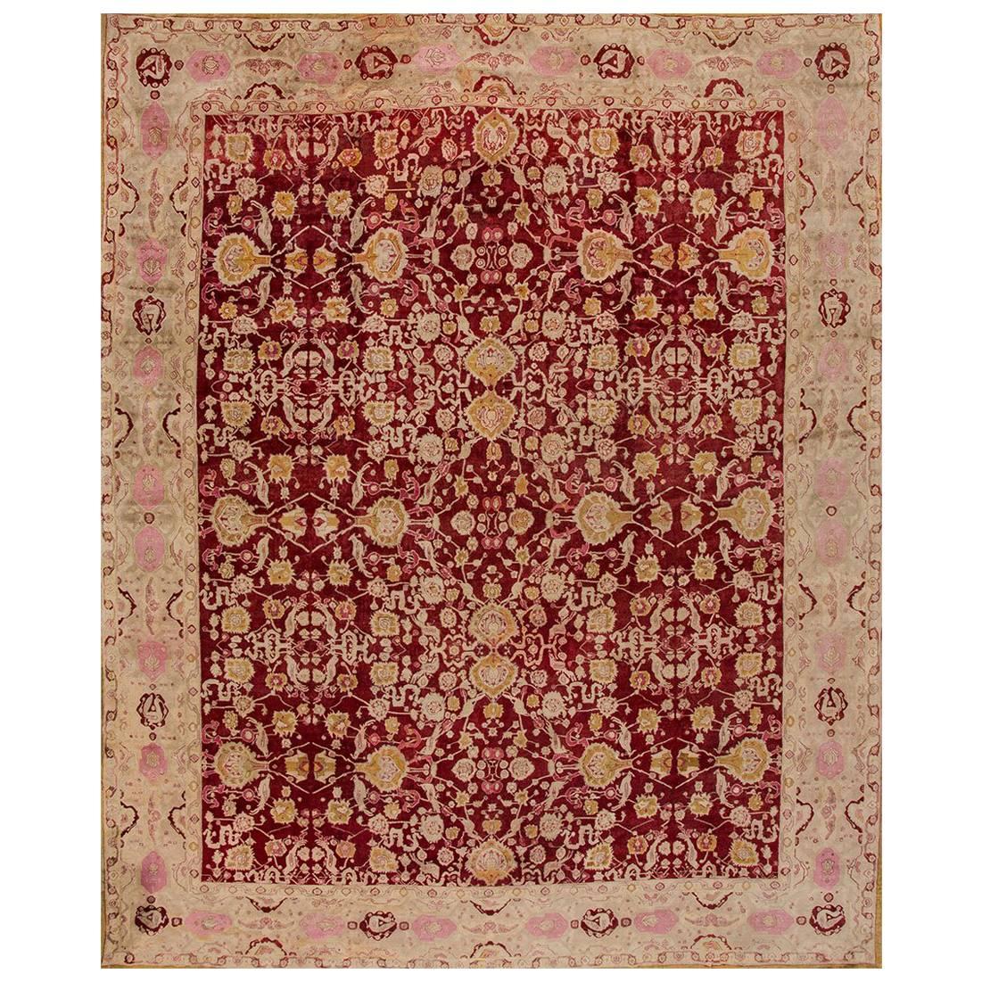 Antique Agra Red and Gold Wool Rug For Sale at 1stDibs