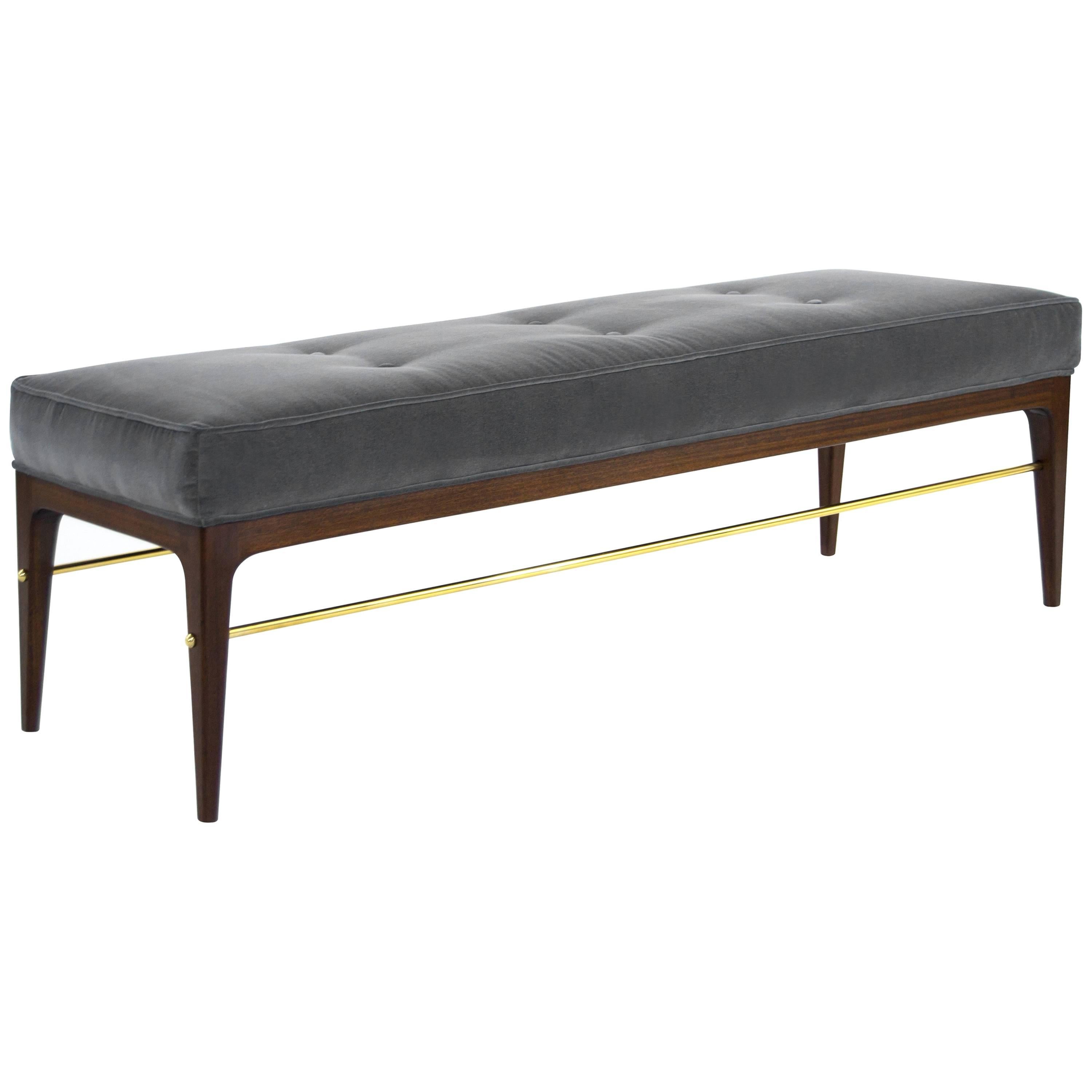 Edward Wormley Style Brass Stretcher Bench at 1stDibs
