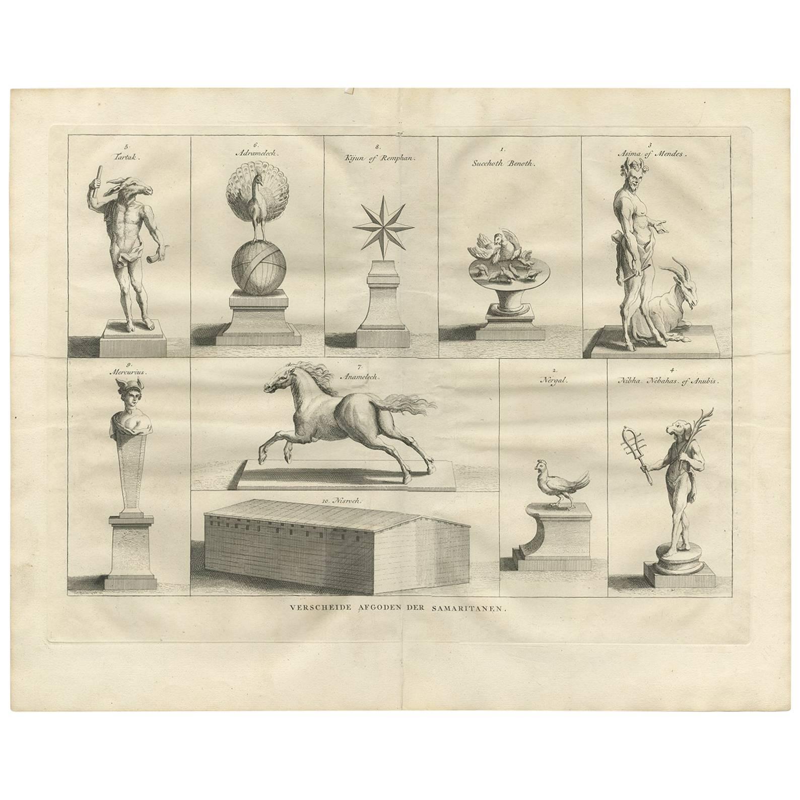 Antique Print of Various Deities of the Samaritans by A. Calmet, 1725 ...