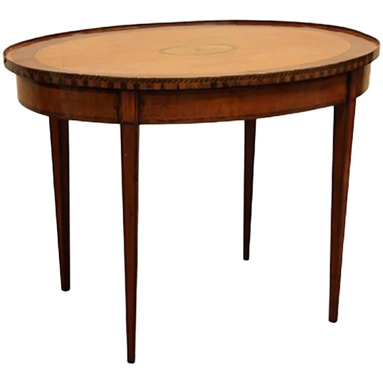 George III Style Inlaid Oval Top Side Table For Sale at 1stDibs