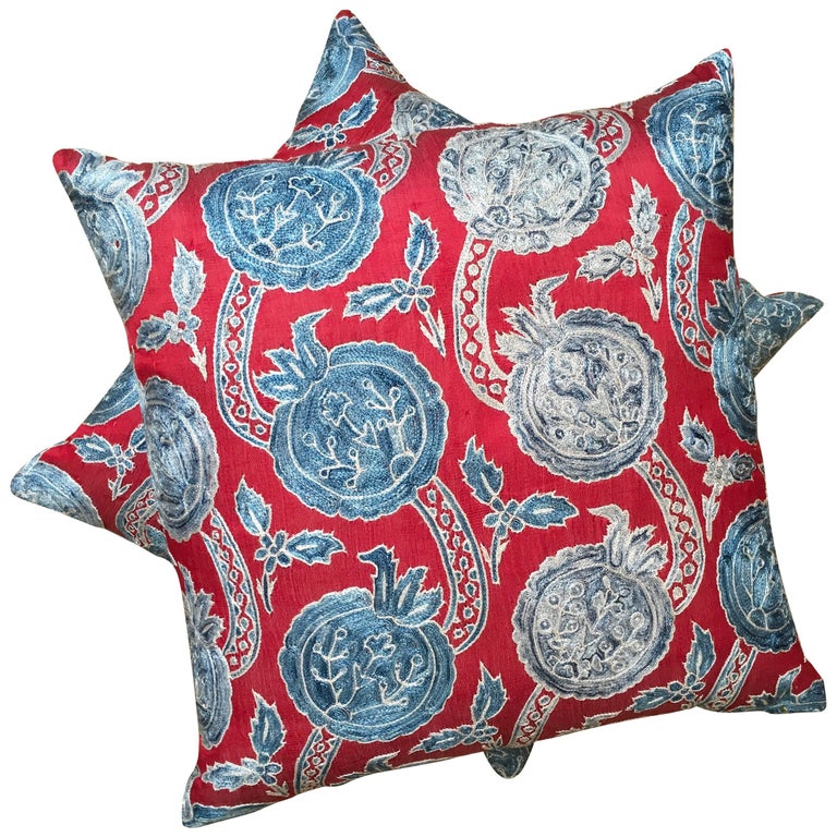 Turkish Hand Embroidered Throw Pillows For Sale at 1stDibs