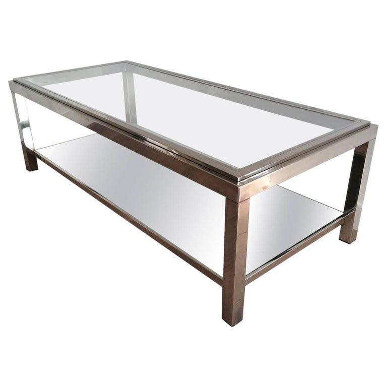 Large Midcentury Modern Chromed Metal Coffee Table For Sale at 1stDibs