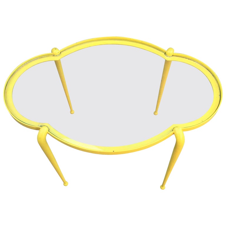 1960 French Work, Little Side Table in Yellow Lacquered Metal For Sale ...