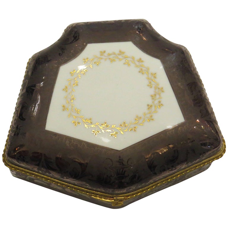 19th Century Limoges, Hand-Painted, Porcelain Box For Sale at 1stDibs
