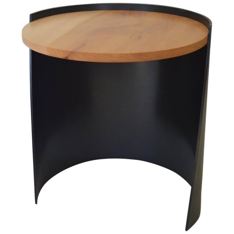 Contemporary Minimalist Blackened Steel and Wood End/Side Table by ...