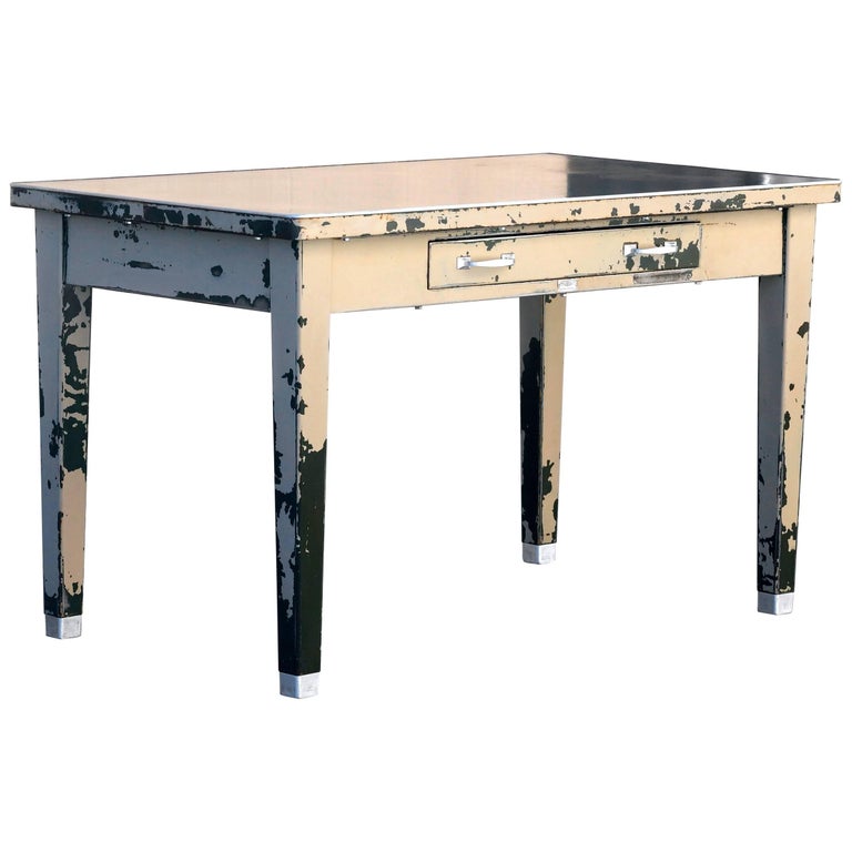 1920s General Fireproofing Tanker Table with Patina at 1stDibs