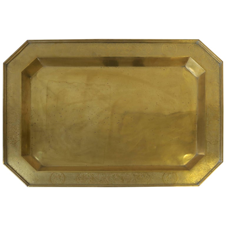Large Brass Octagonal Serving Tray at 1stDibs