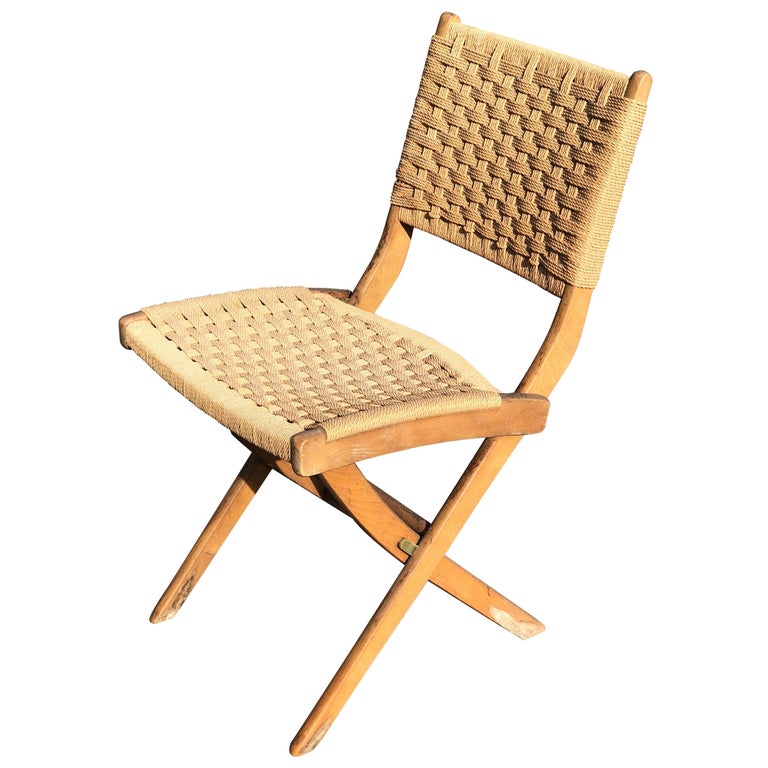 Hans Wegner Style Folding Rope Chair at 1stDibs
