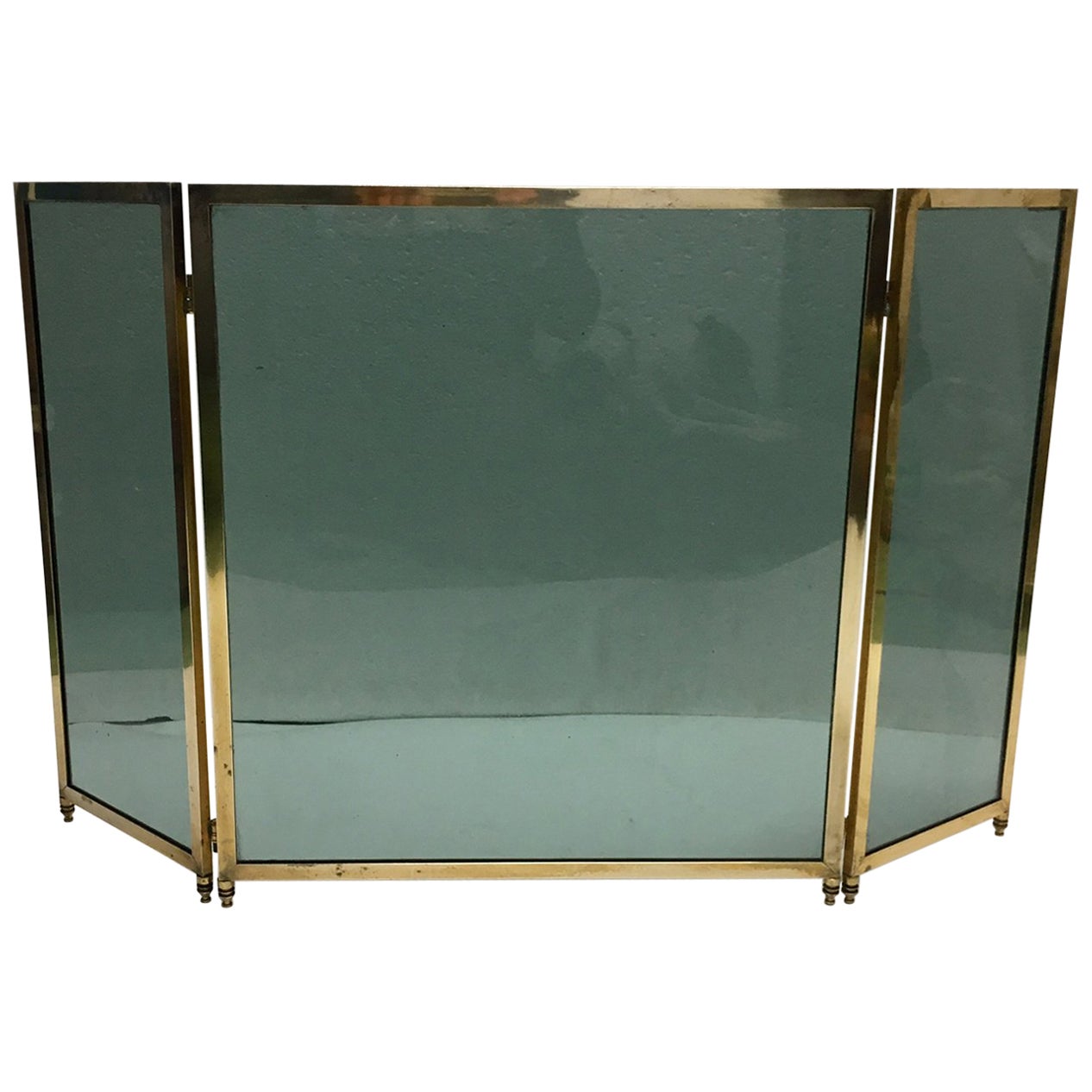 Art Deco Fireplace Brass Screen with 3D Modernist Design at 1stDibs