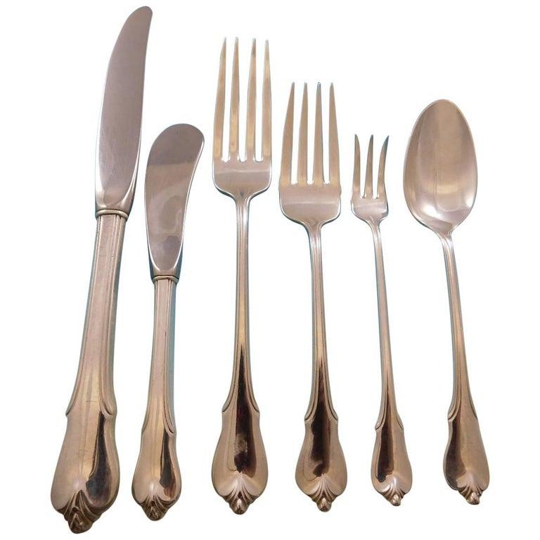 Grand Colonial by Wallace Sterling Silver Flatware Set for 12 Service ...