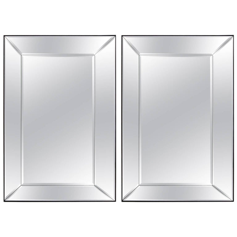 Pair of 5 Panel Beveled Mirrors at 1stDibs